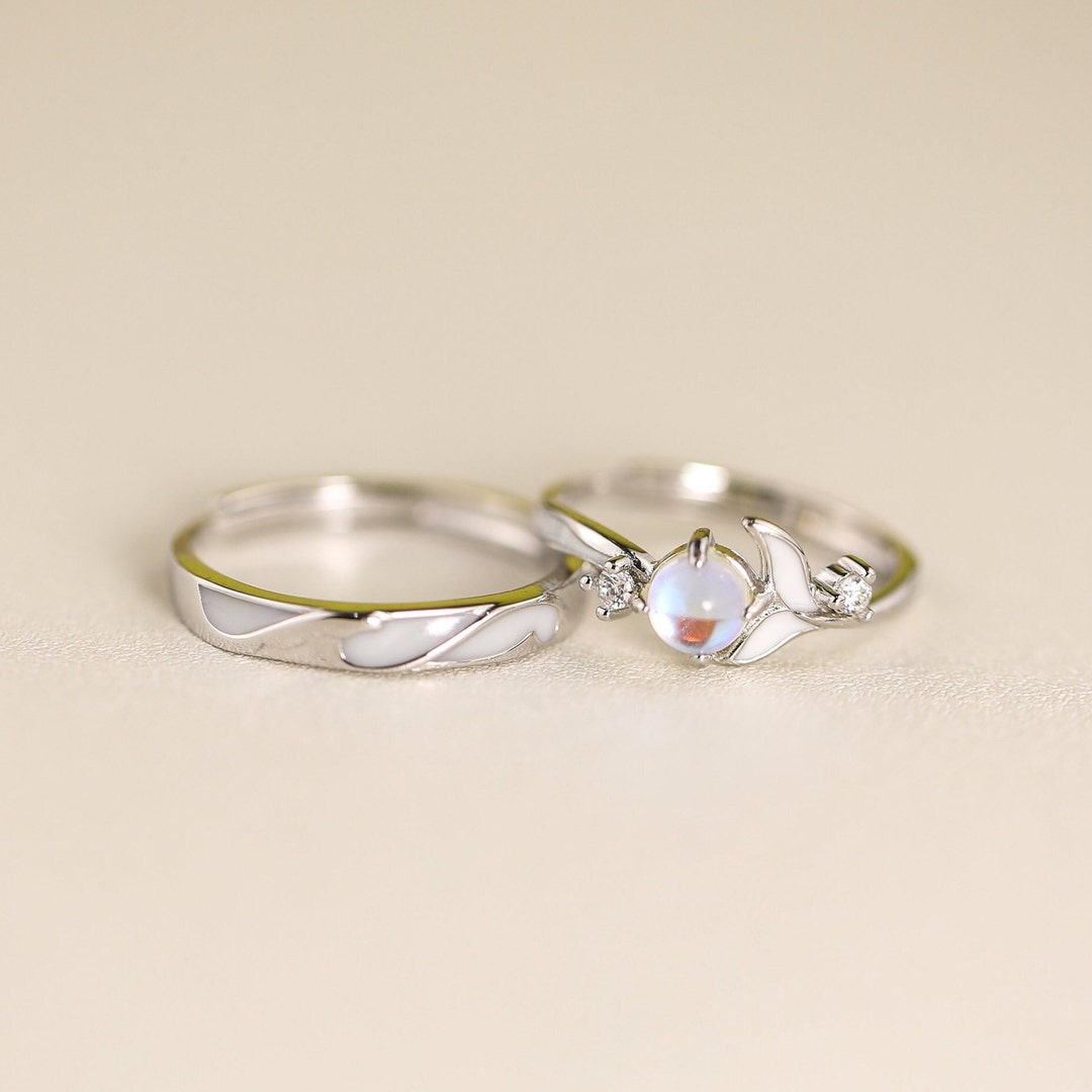 Mermaid Couple Rings: 925 Sterling Silver Night Glow Customizable ...