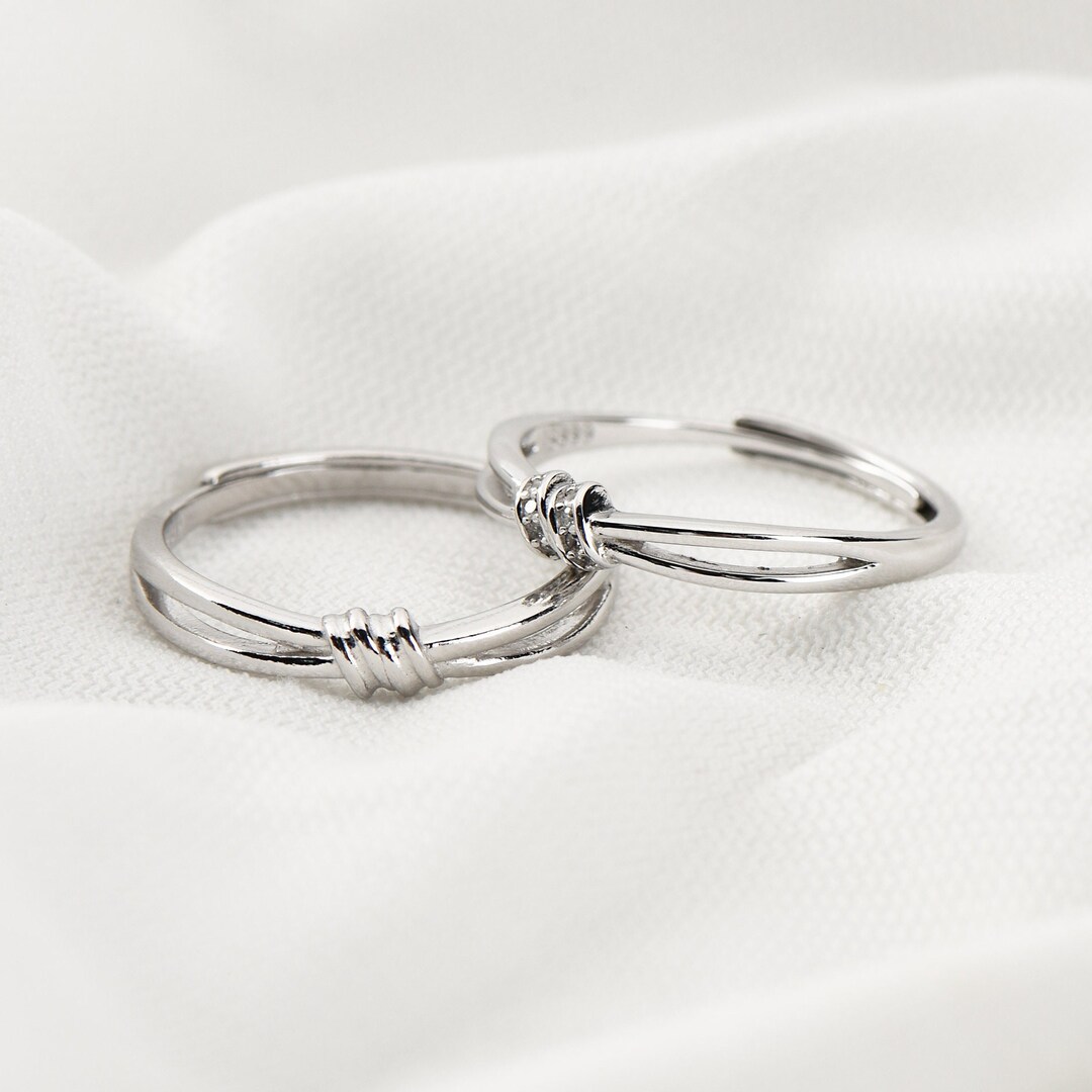 Customized Engraved Sterling Silver Couple Rings Personalized Promise ...