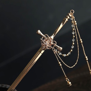 Handmade Sword Hair Stick: Copper & Goldcolor Dangle Hair Pin - Etsy