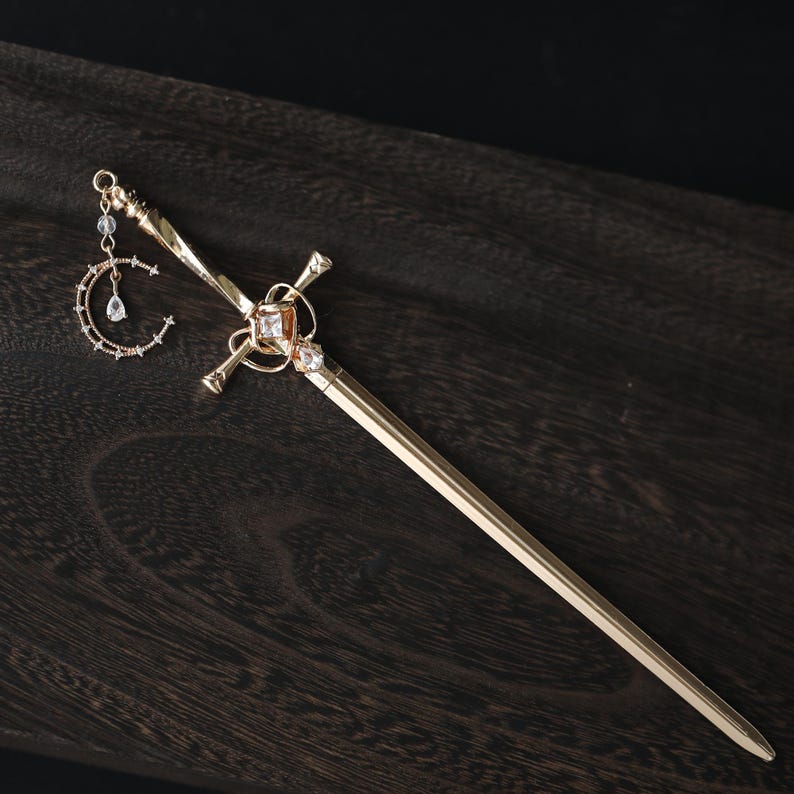 Handmade Sword Hair Stick: Copper & Goldcolor Zircon Hair Pin - Etsy