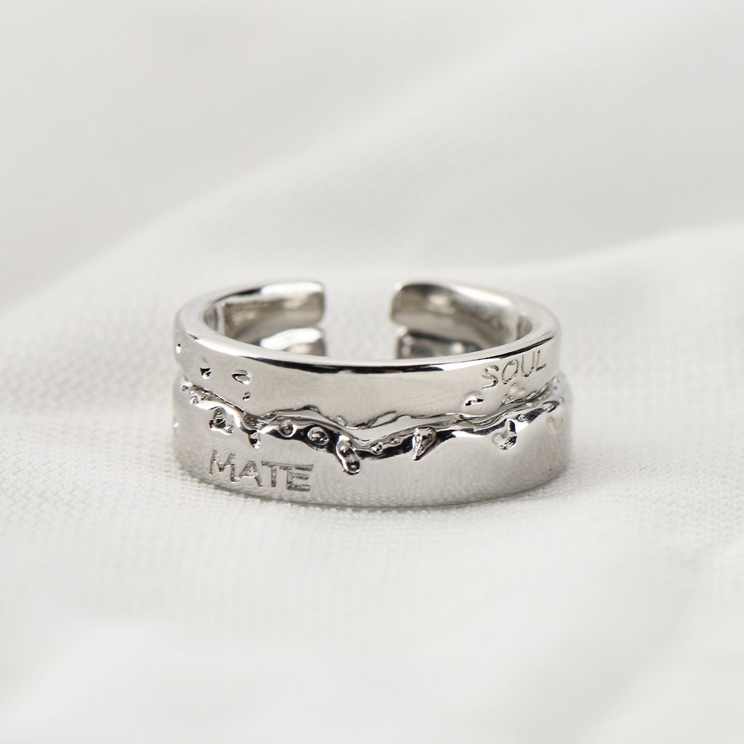 Customized Soulmate Couple Rings His and Hers Rings Promise Ring Personalized Gift for Her for ...