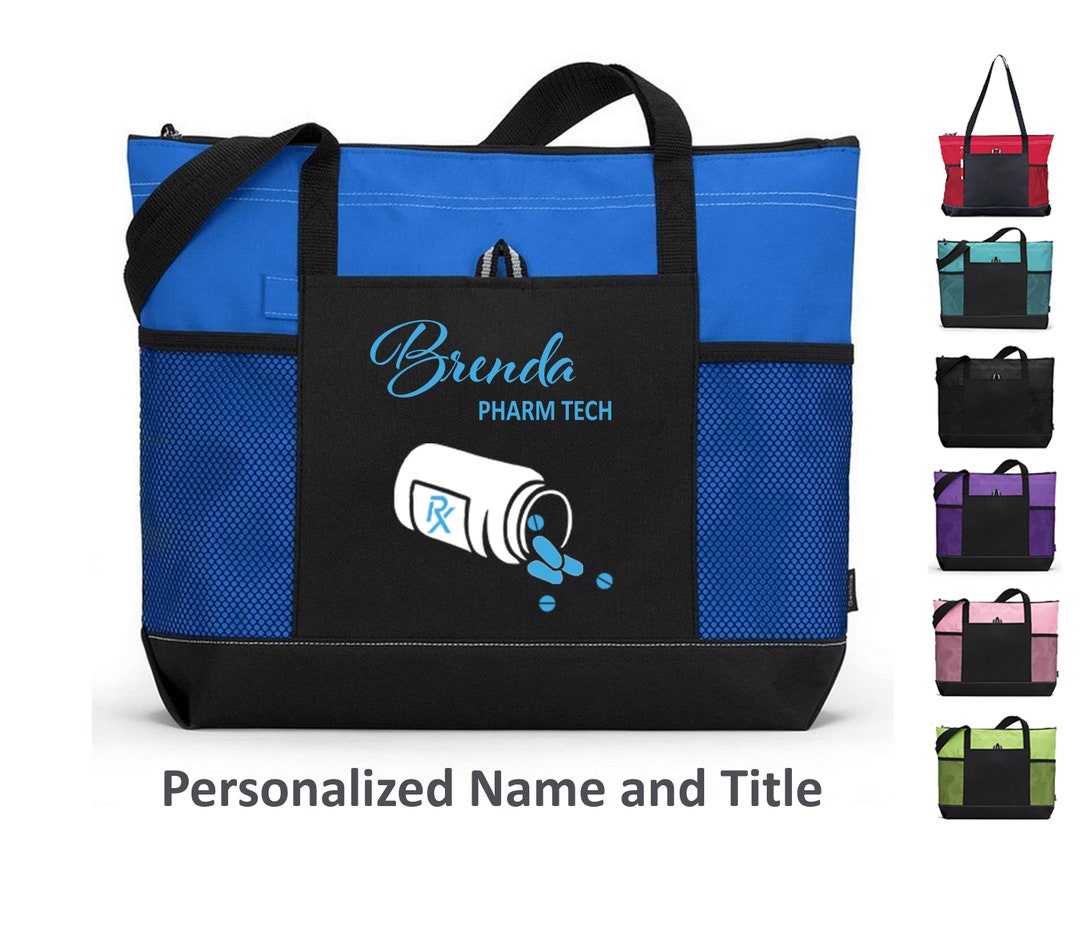 Pharmacy Technician Gifts, Medicine Pill Bottle Tote Bag With Zipper ...