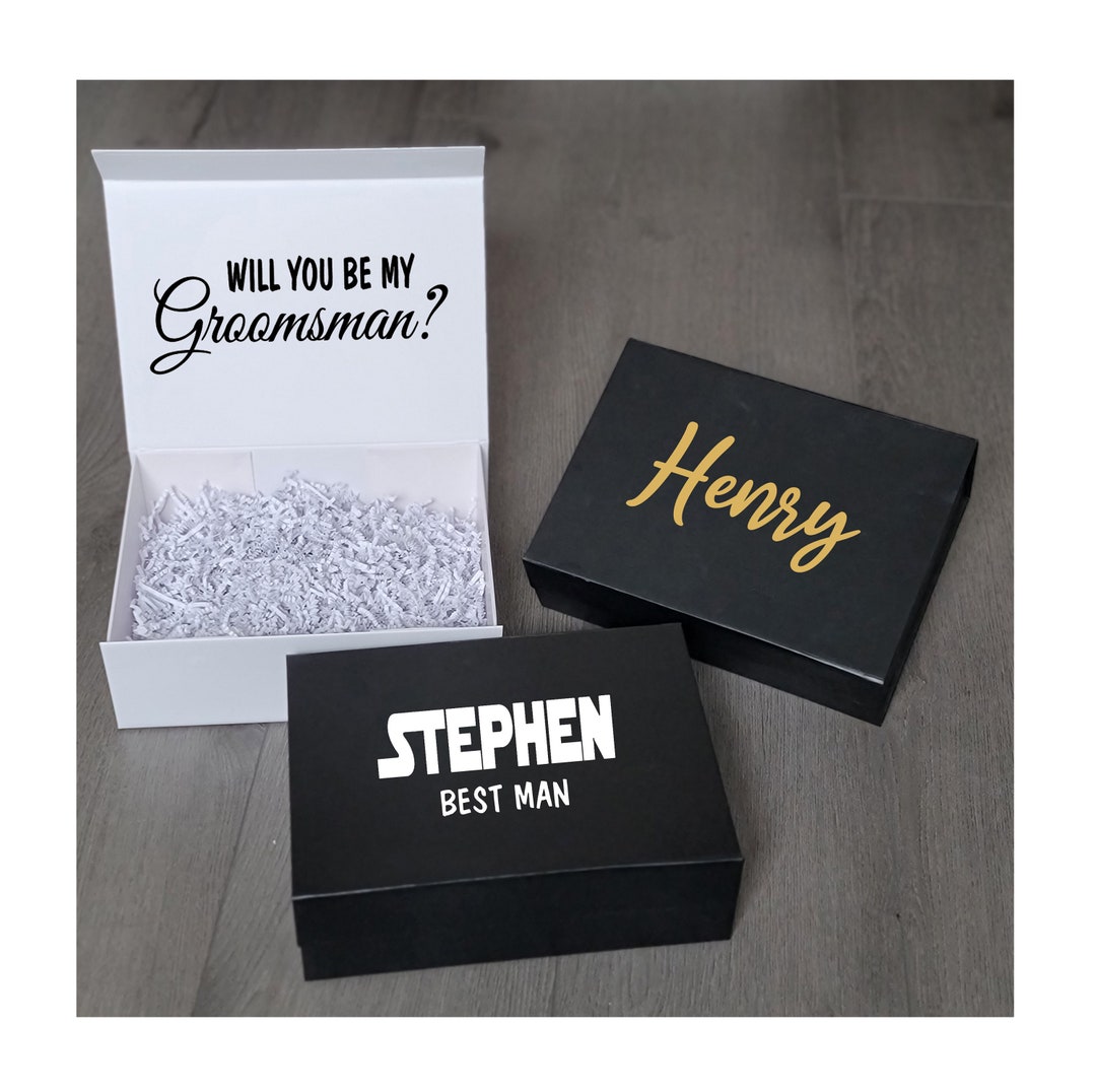 Personalized Gift Box With Crinkle Paper Box Filler Groomsmen - Etsy