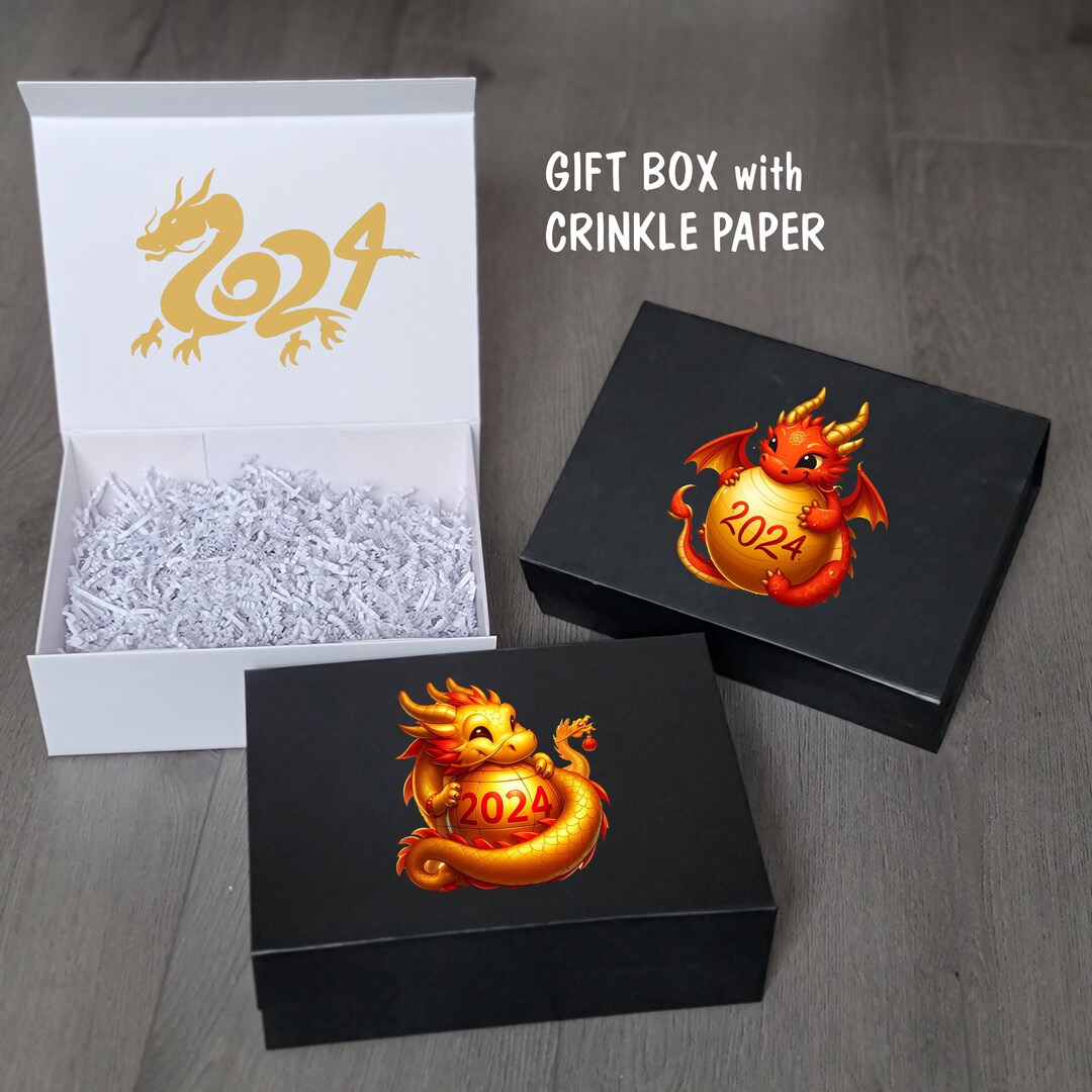 2024 Gift Box for Chinese New Year Gift Box With Crinkle Paper, Year of ...