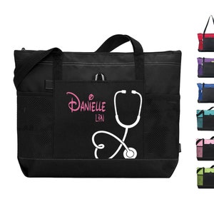 Custom Nursing Bag With Name and Stethoscope, Personalized Nurse Bag ...