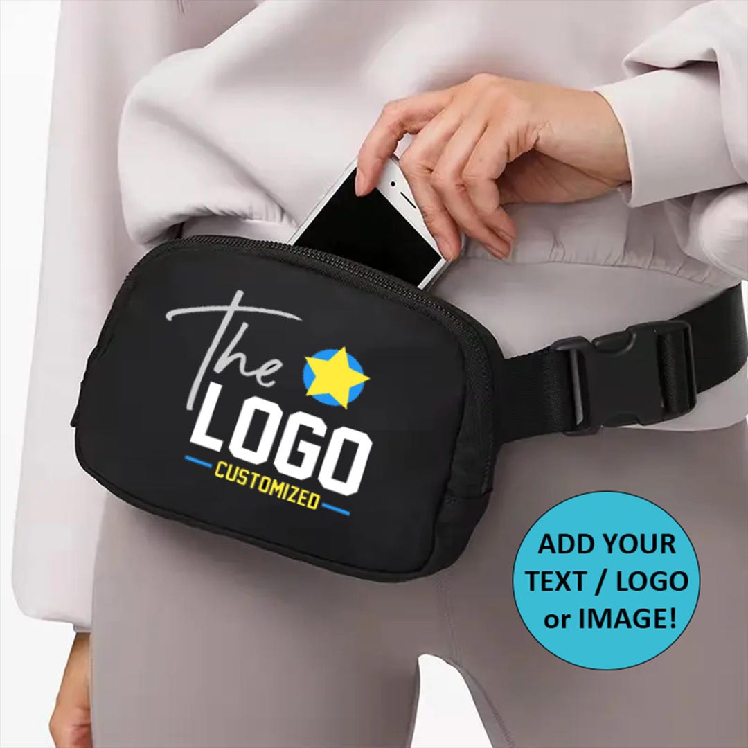 Personalized Nylon Belt Bag With Name, Text or Logo, Custom Fanny Pack ...