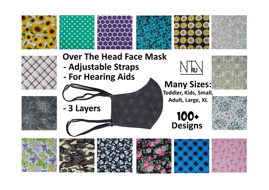 Halloween Face Mask, Over the Head Elastic Face Mask, Halloween Mask ...