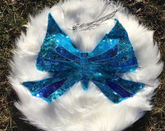 Y2K Blue Sequin Butterfly Halter Top - Etsy