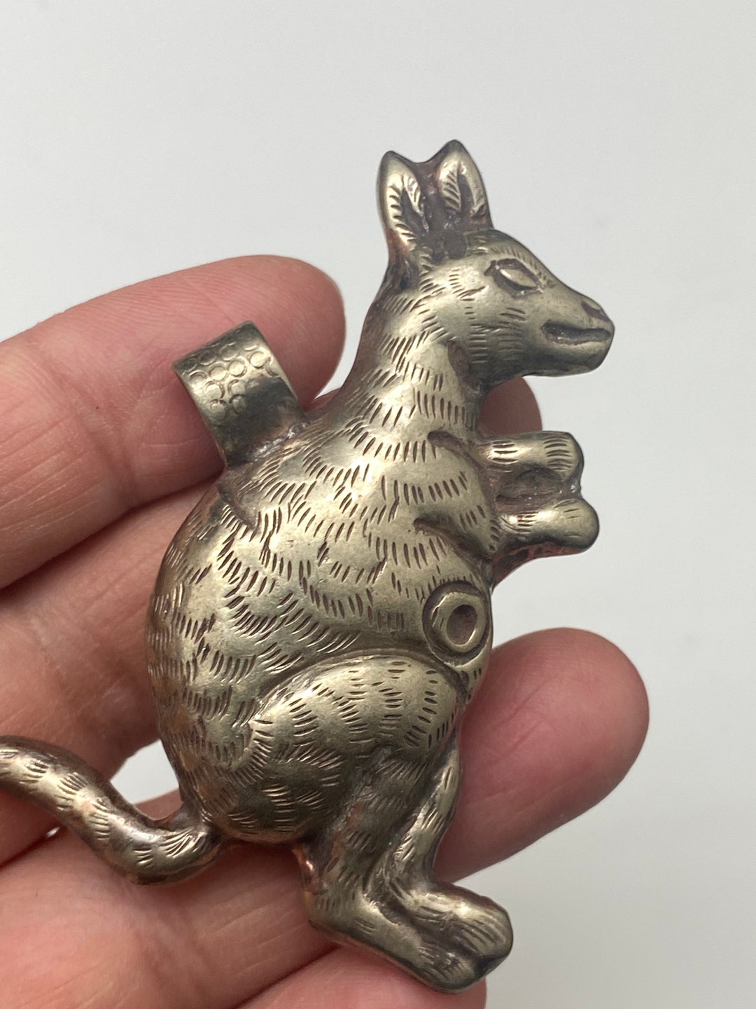 Animal Pendant,kangaroo Pendant,tibetan Repousse Silver, Handcrafted ...