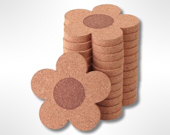 Flower Coaster Natural Cork Coaster Non-slip - Etsy