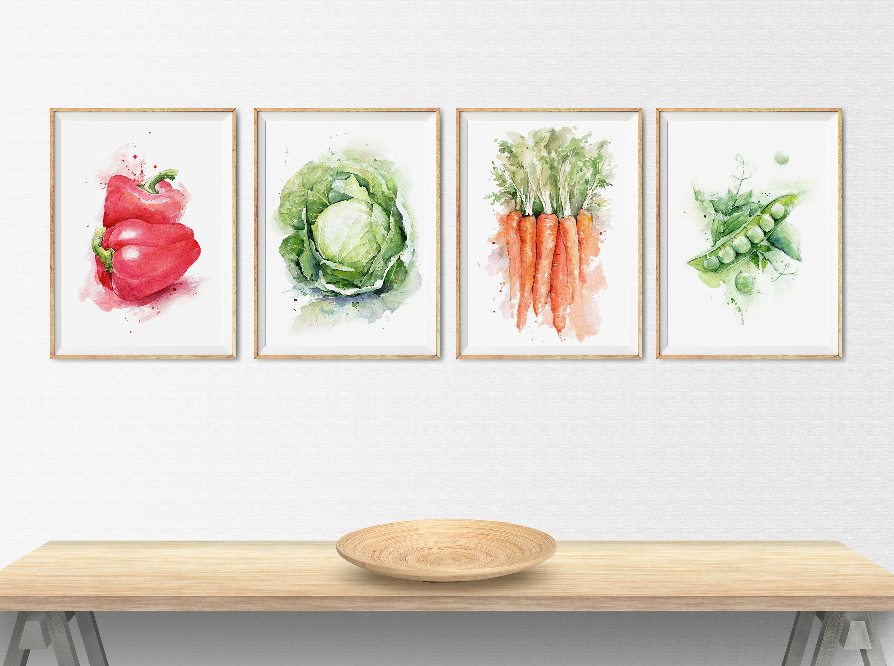 Vegetables Wall Art Set Of 4 Watercolor Vegetables Prints Set | Etsy