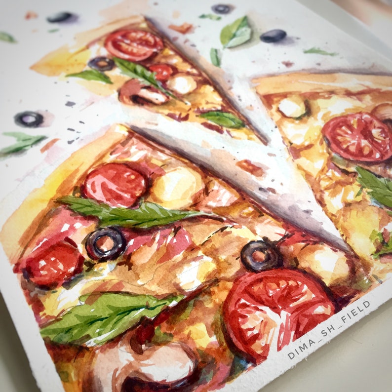 Watercolor Pizza Print Pizza Art Pizza Poster Pizza Gift Pizza | Etsy