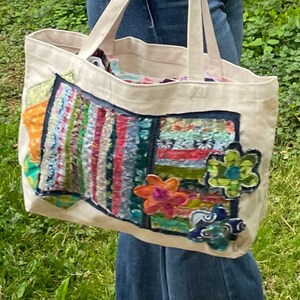 Boho Patchwork Tote Bag Hippie Patchwork Large Tote Bag Festival Unique ...