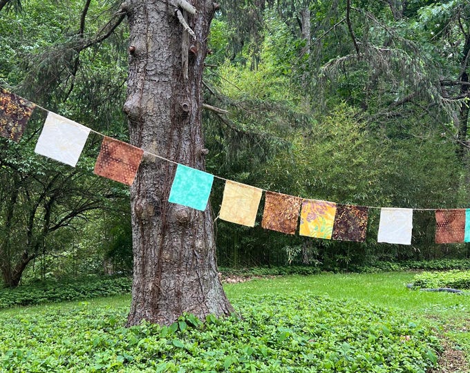 Earth Tone Peace Prayer Flags Boho Fabric Banner Rustic Meditation ...
