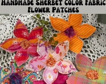 BOHO Pink FLOWER Patchwork PATCH, Orange Boho Hippy Flower Patches ...