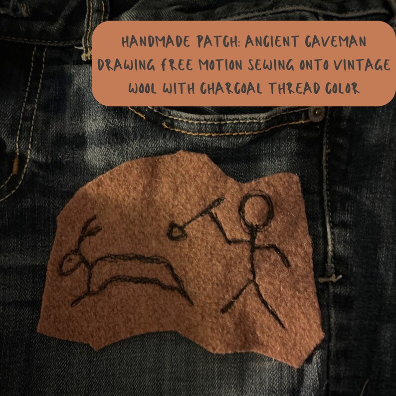 Boho Aztec Ancient Caveman Writing Patch Handmade Cave Mural Patch Sew ...