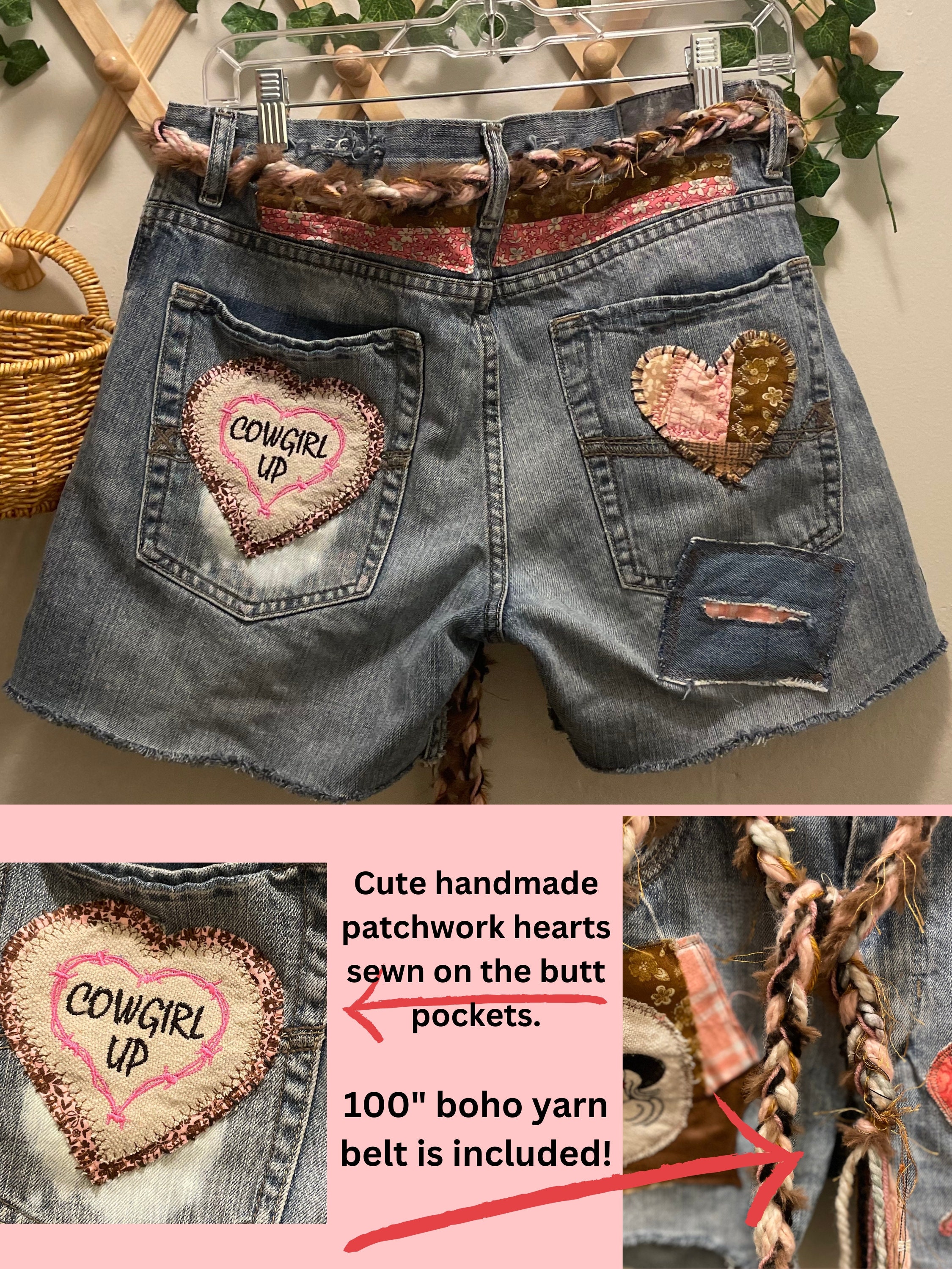 Frayed Western Jean Shorts Boho Pink Cowgirl Western Denim Cut off ...