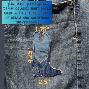 Western COWGIRL Boot Patch Handmade Sew on Denim Patchwork Western Wear ...