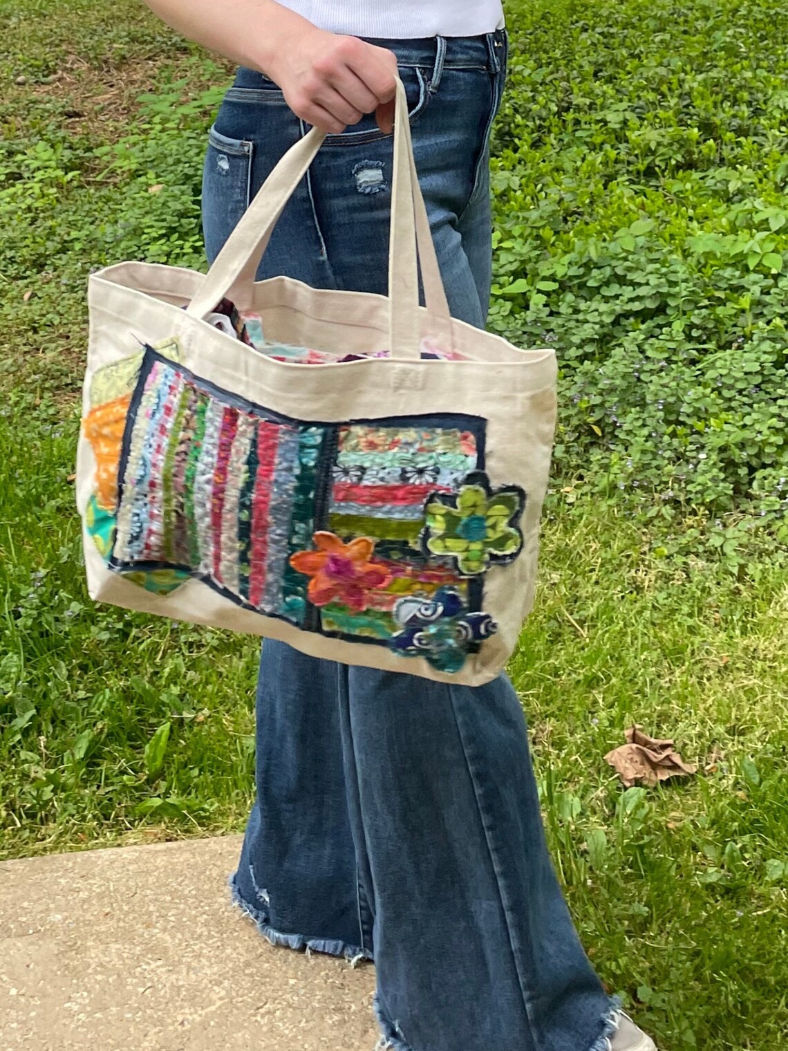 Boho Patchwork Tote Bag Hippie Patchwork Large Tote Bag Festival Unique ...