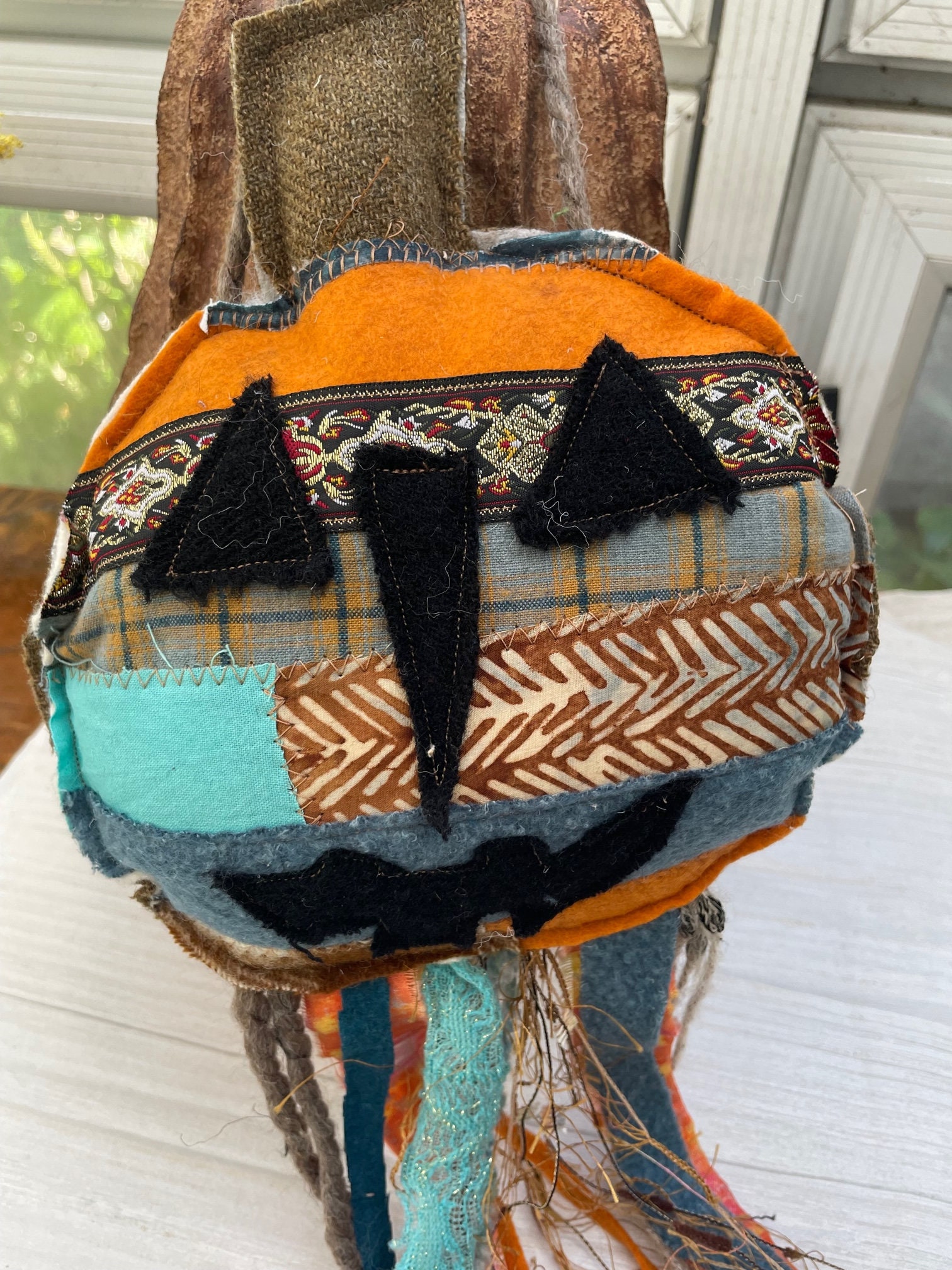 Boho Halloween Patchwork Pumpkin Wall Hanging Jack-o-lantern - Etsy