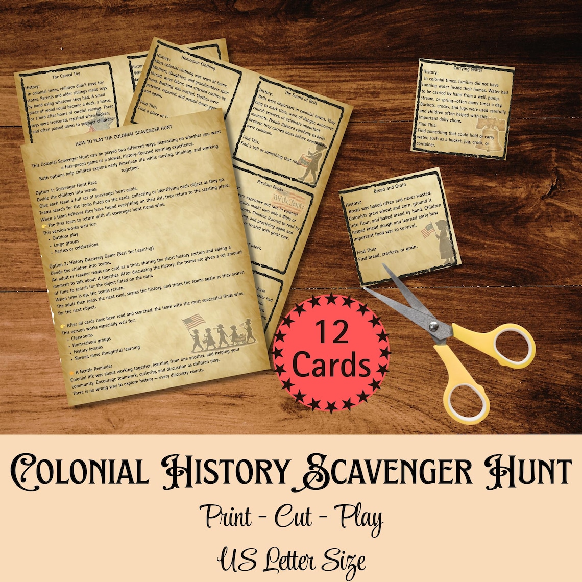 Colonial History Scavenger Hunt for Kids Printable, 12 Colonial Life ...