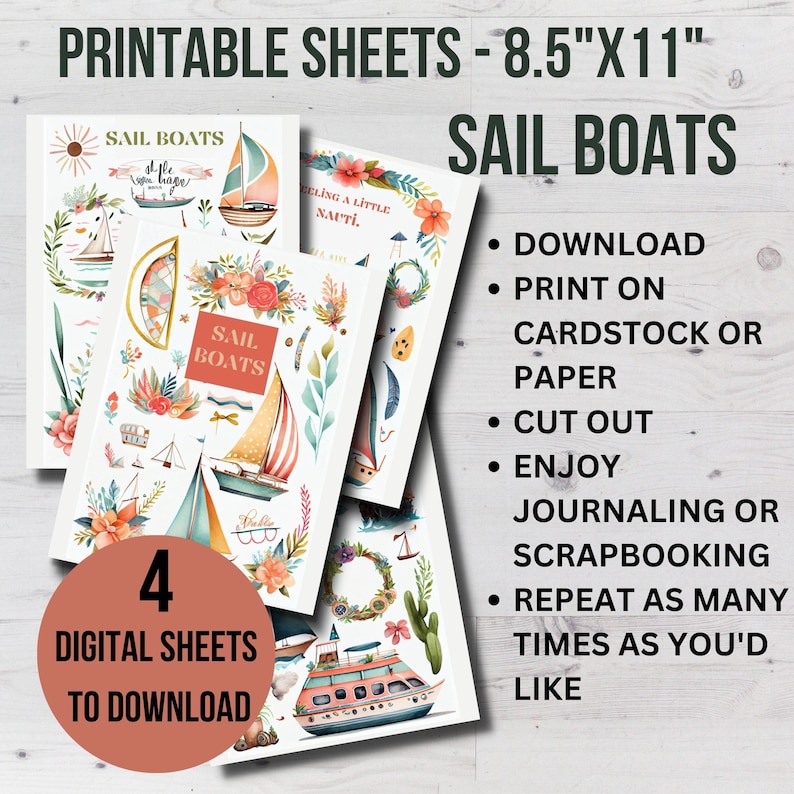 Vibrant Watercolor Sail Boat Clip Art Printable Download for - Etsy