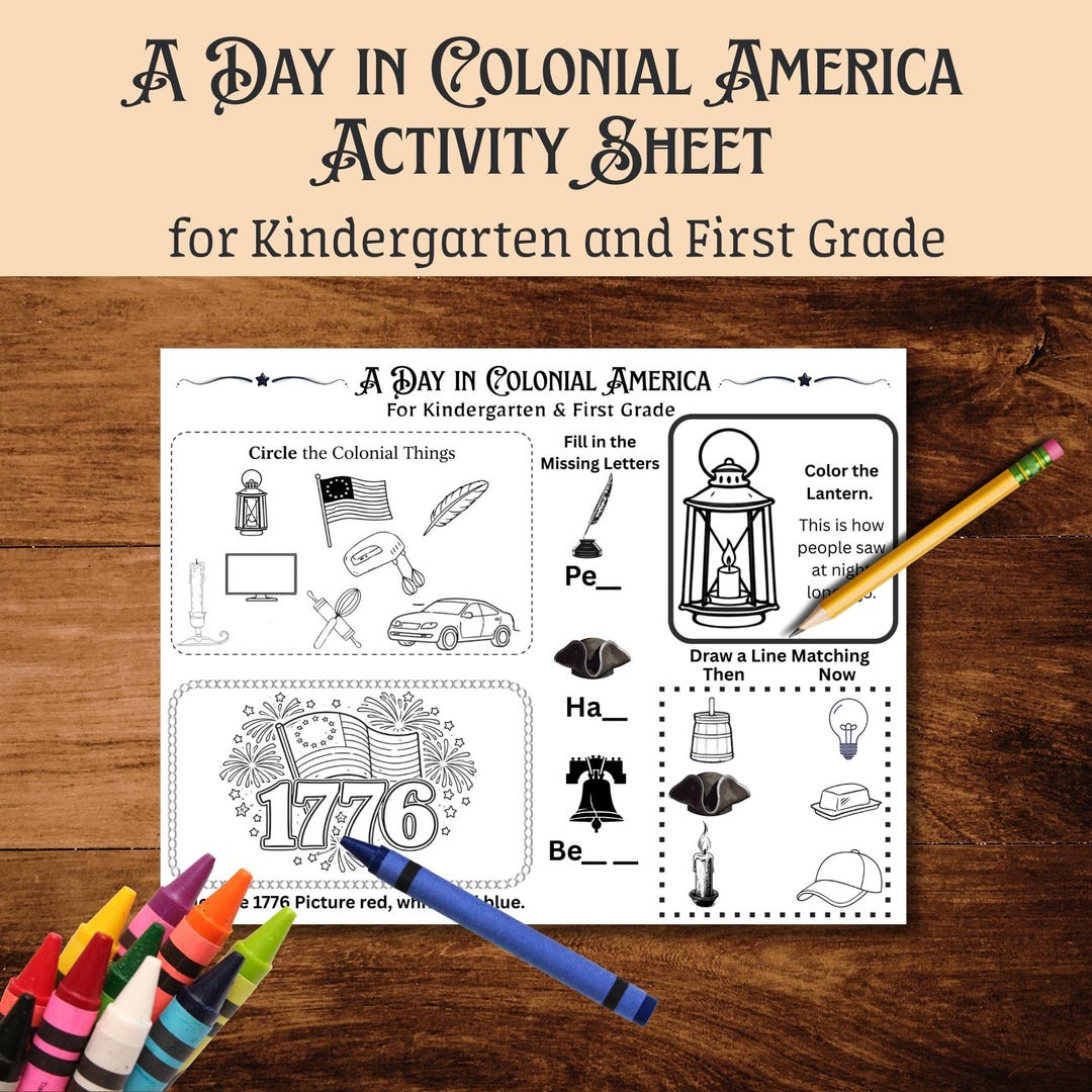 Colonial Activity Placemat Printable, A Day in Colonial America ...