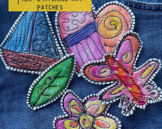 HIPPIE Painted Patches Boho Free-motion Stitching Handmade Patch Sew on ...