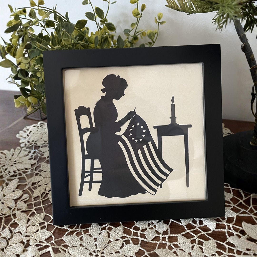 Betsy Ross Sewing the American Flag Silhouette, Colonial Patriotic Wall ...