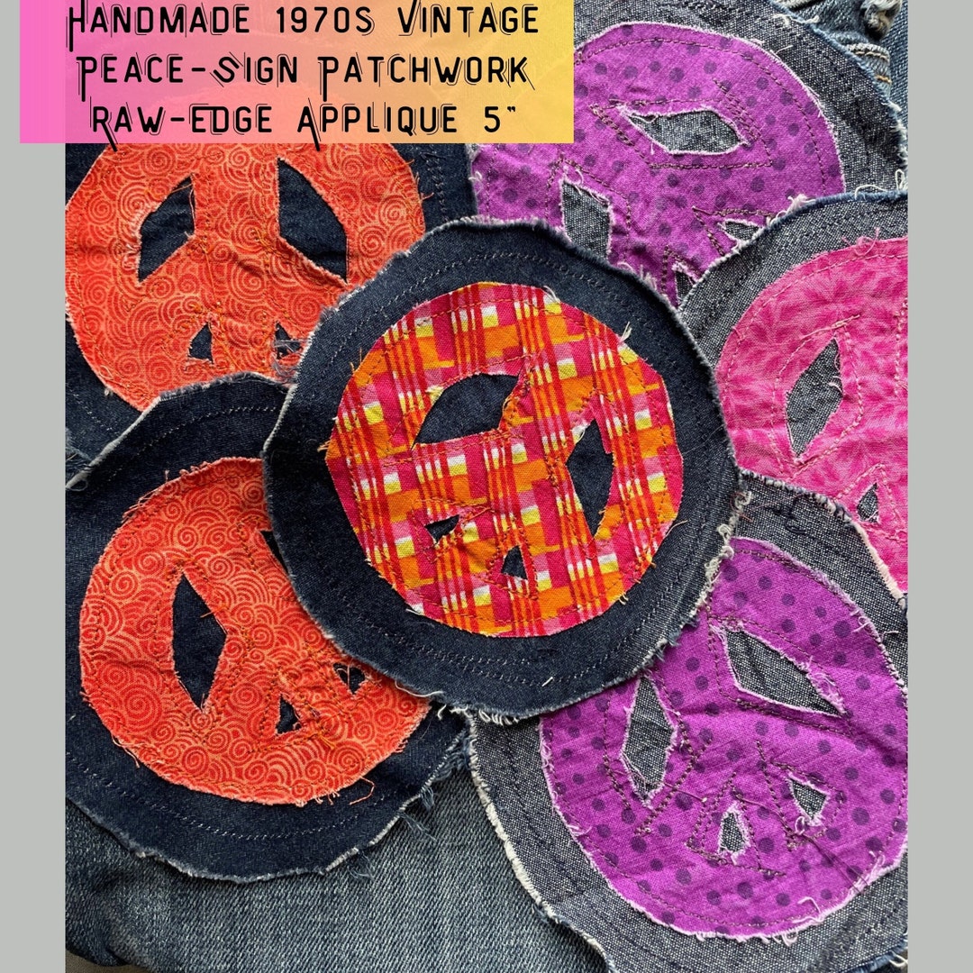 Handmade Boho Peace-sign Patch Hot Pink Hippie Peace Patch Handmade Sew ...