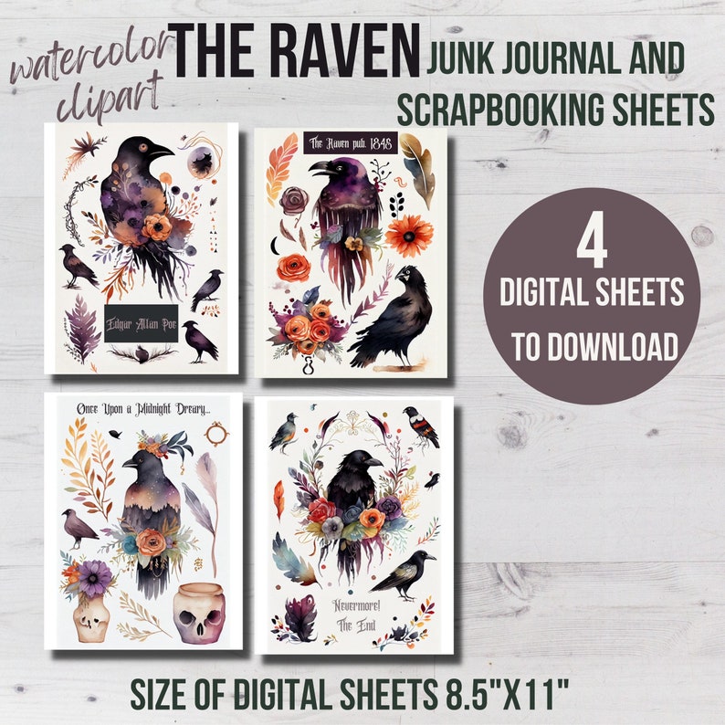 RAVENS Digital Paper Inspired by the Raven Edgar Allen Poe - Etsy