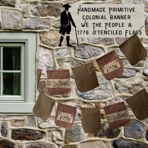 Primitive Colonial Homespun 1776 Flag Rustic Patriotic Fabric Flag ...