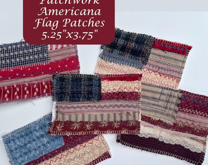 Boho Rustic American Flag Patchwork Patch, Flag Cotton Patchwork Patch ...