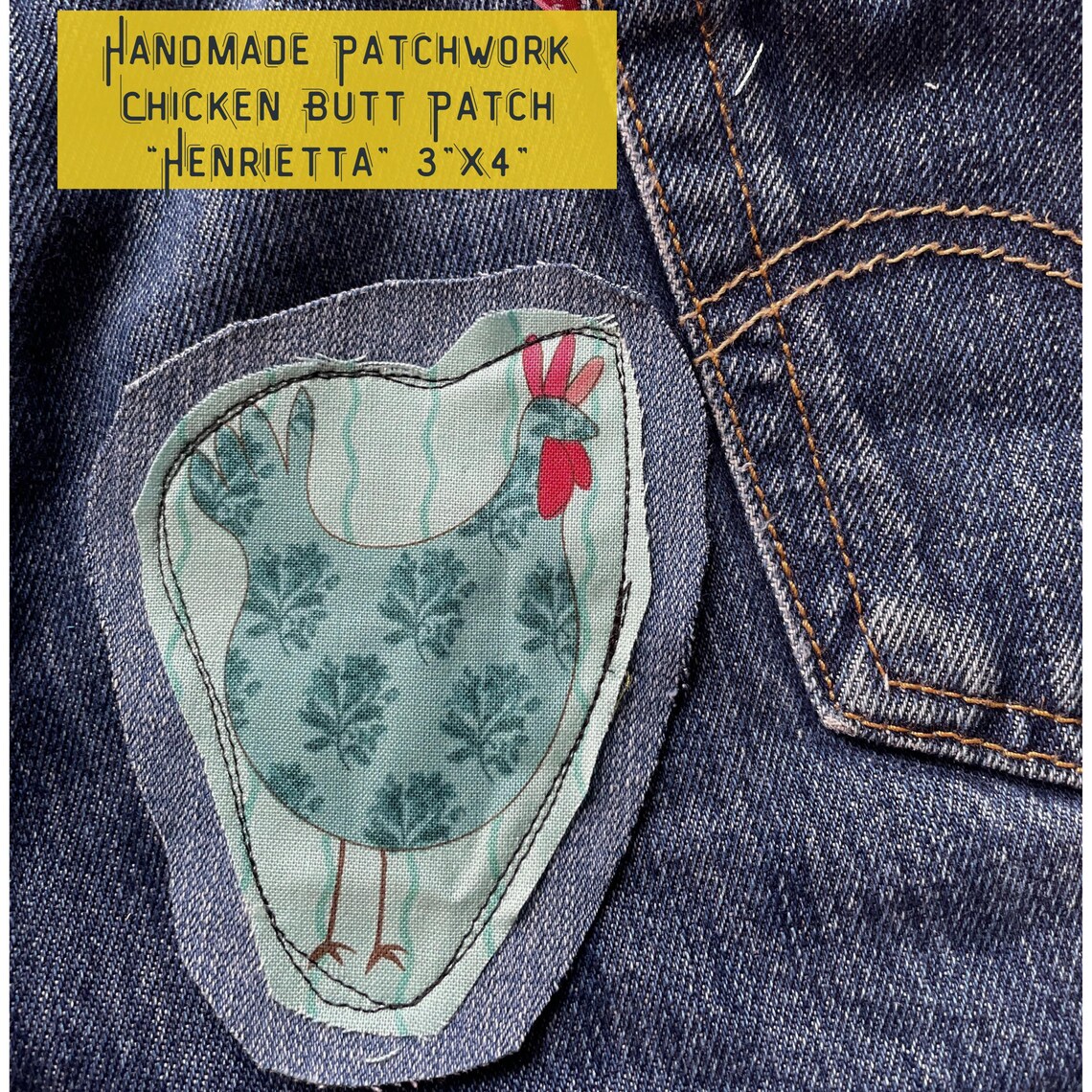 Funny Cute Chicken PATCH Hippie Chicken Farmer Lover Patch Handmade Sew ...