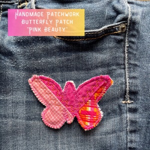 BOHO BUTTERFLY Fabric Patchwork PATCH Pink Hippie Butterfly Patches ...