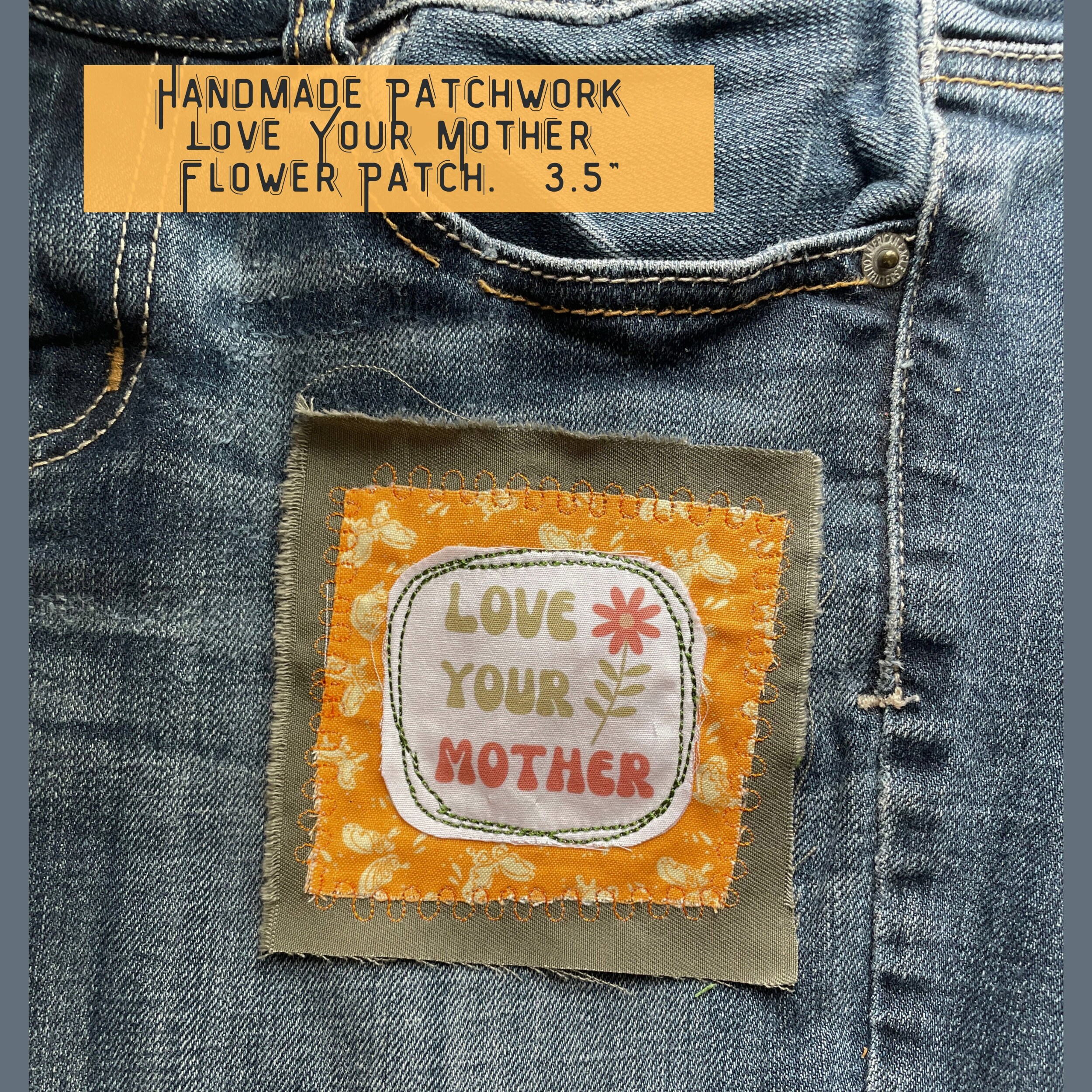Orange Flower Patch Love Your Mother Hippie Boho Flower Patch Handmade ...