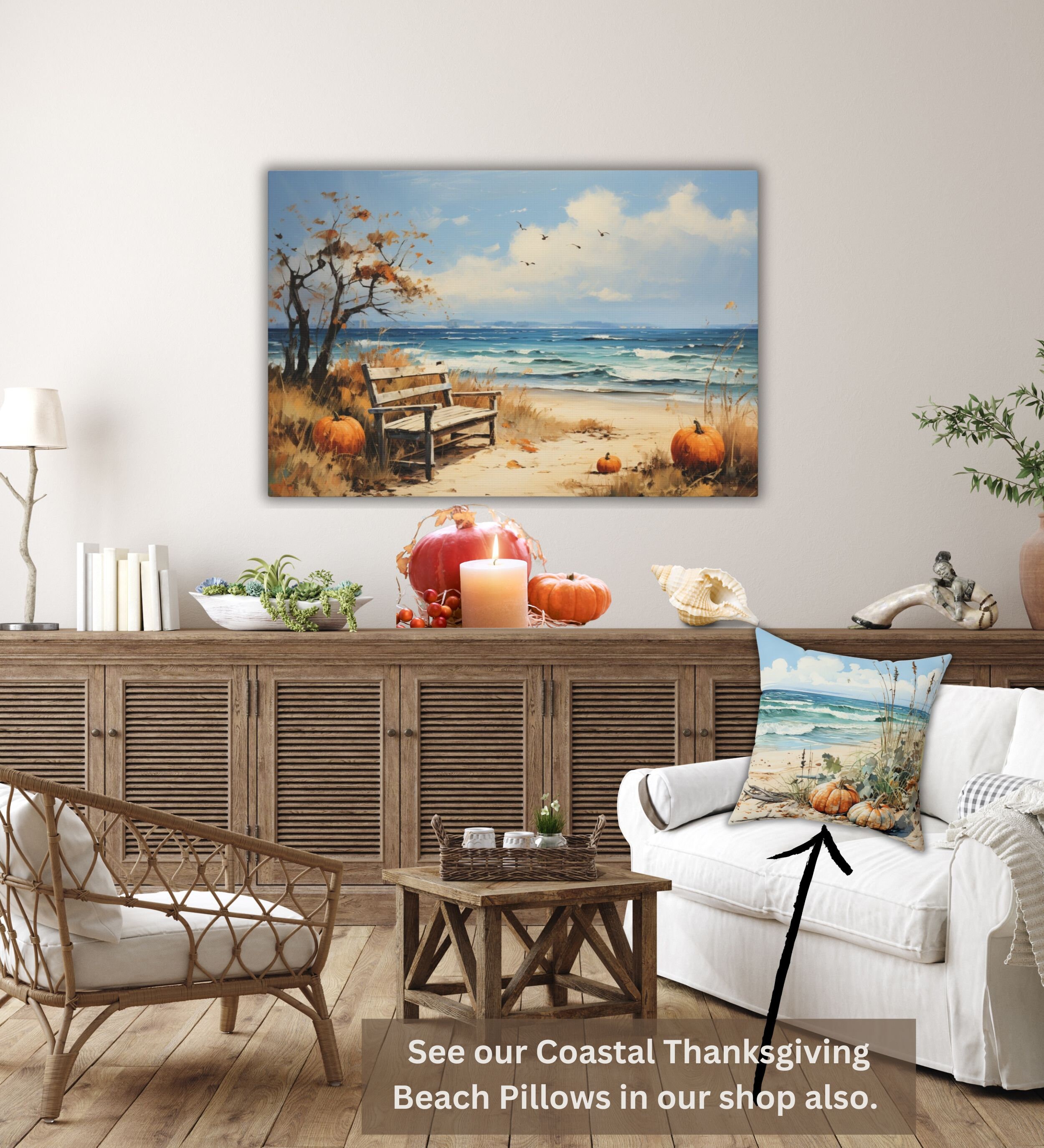 Autumn Coastal Wall Art, Coastal Fall Canvas, Beach Farmhouse Autumn ...