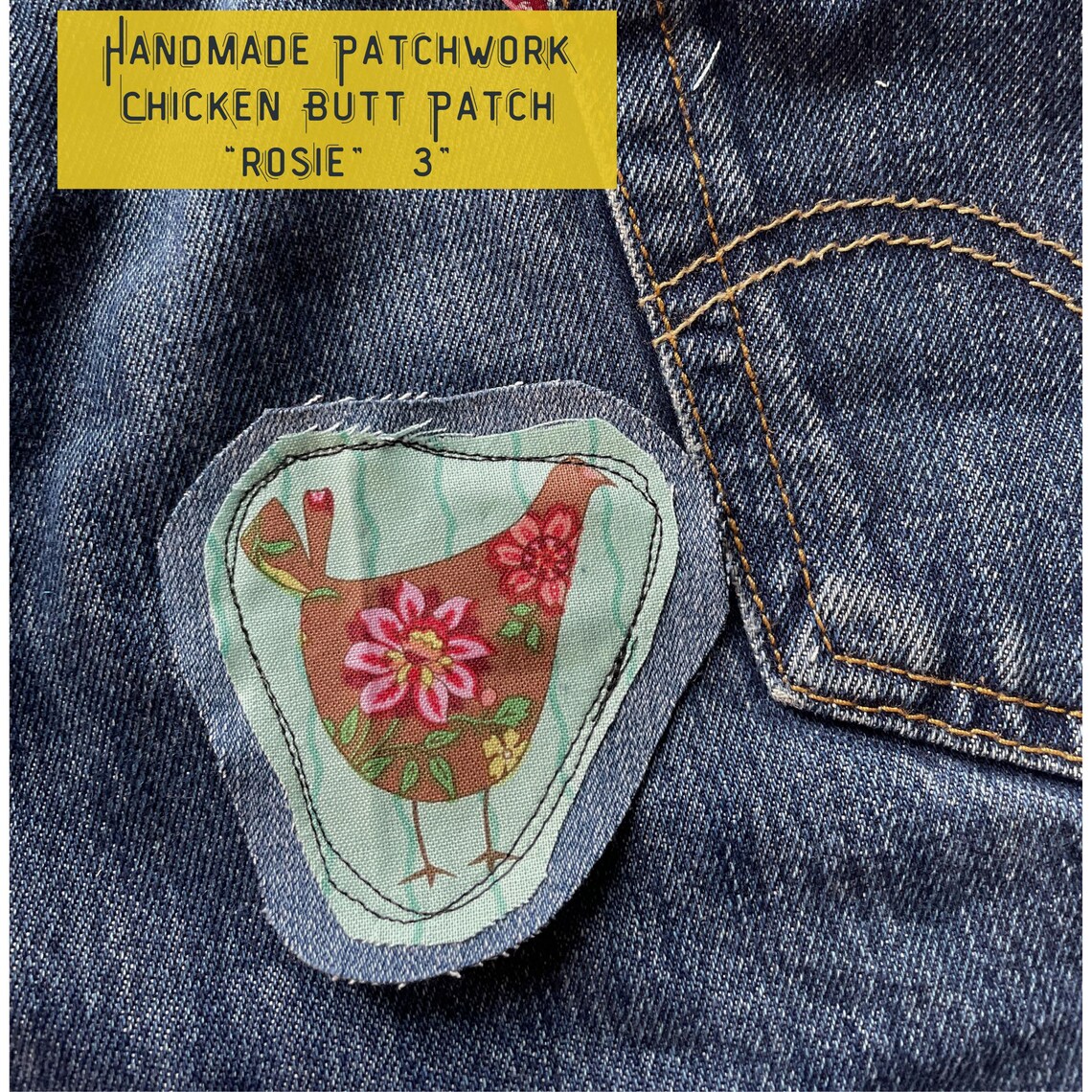 Funny Cute Chicken PATCH Hippie Chicken Farmer Lover Patch Handmade Sew ...