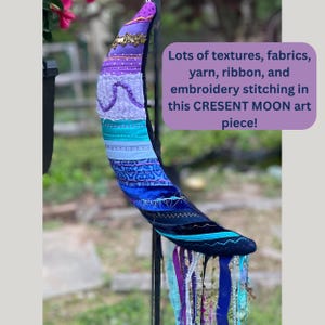Boho Moon Wall Decor Patchwork Crescent Moon Hanging Fabric & Fiber ...