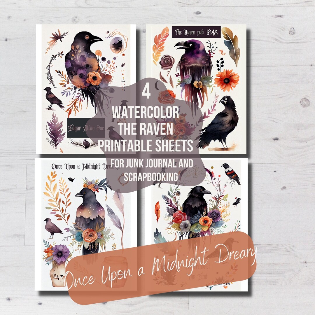 RAVENS Digital Paper, Inspired by the Raven Edgar Allen Poe, Printable ...