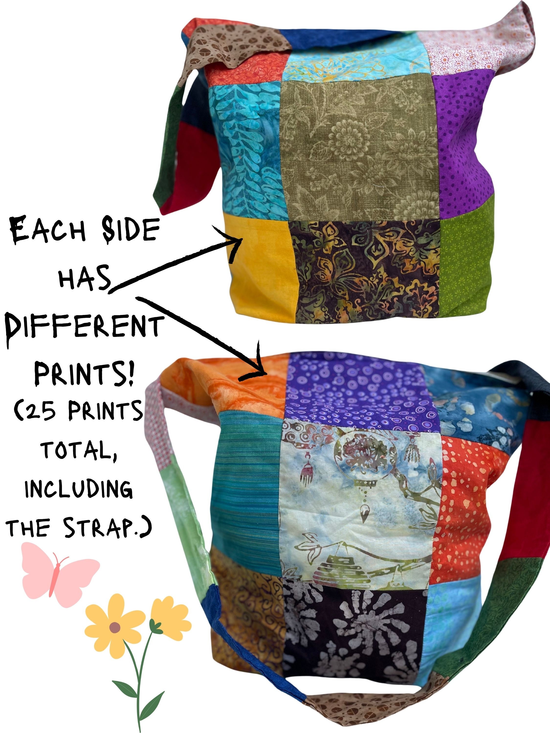 Boho Patchwork Tote Bag Hippie Patchwork Large Tote Bag Fashionable ...