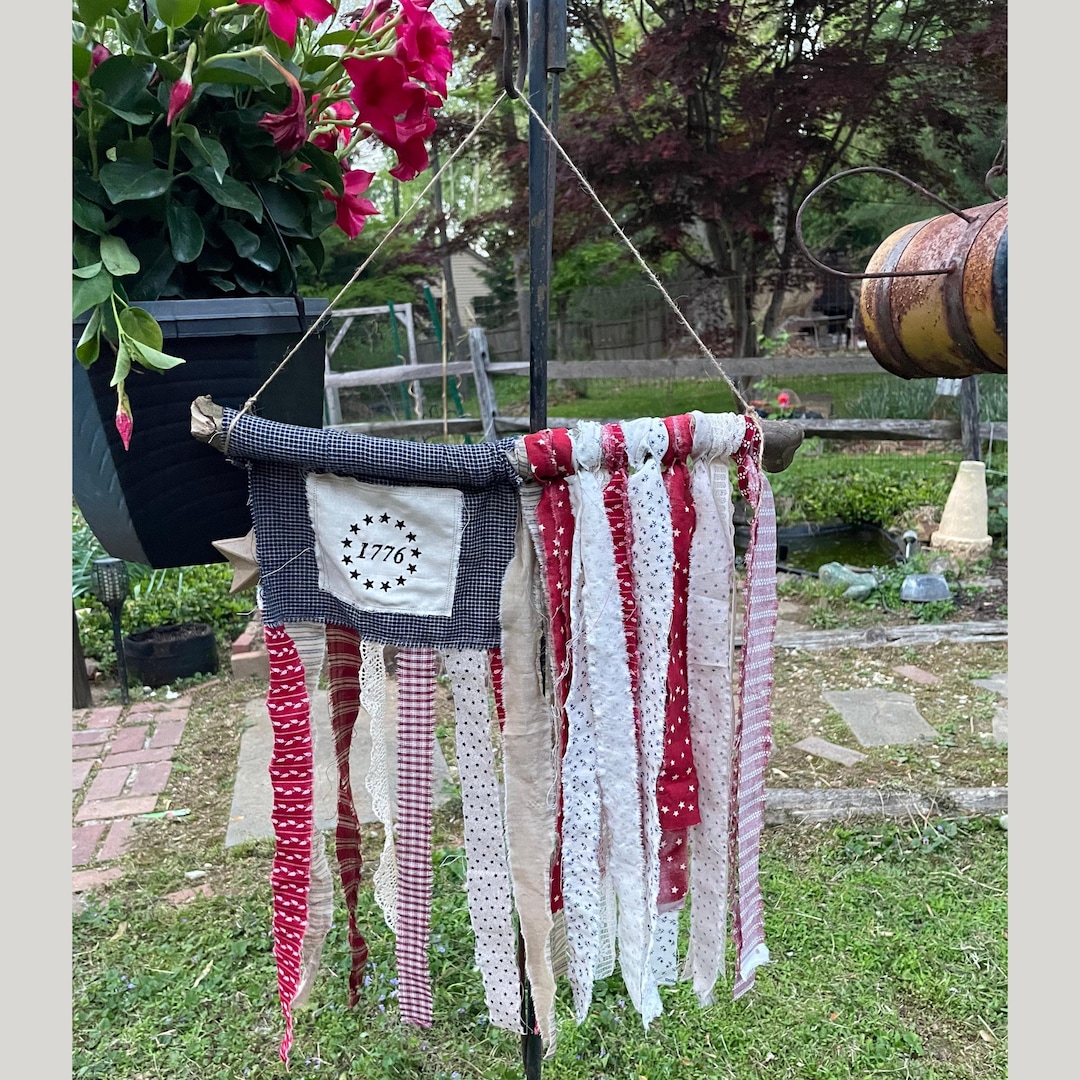 Boho Rustic American Flag Wall Hanging - Primitive Americana Decor ...