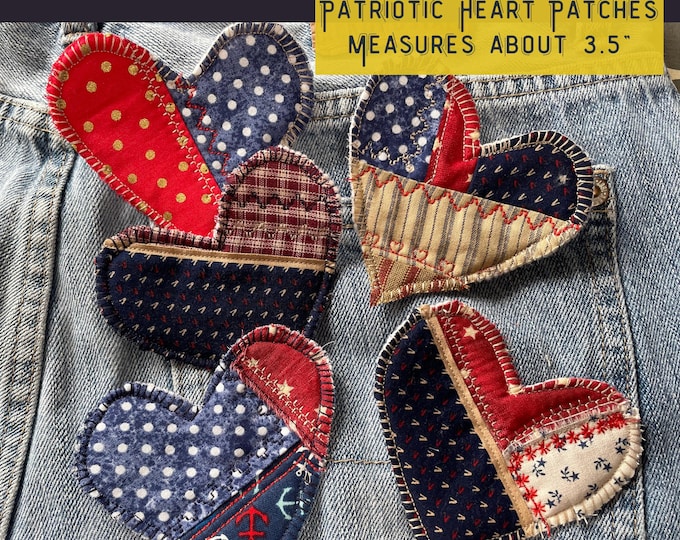 Handmade Boho Fabric Heart Patchwork Patch, Earthtone Hippie Heart ...