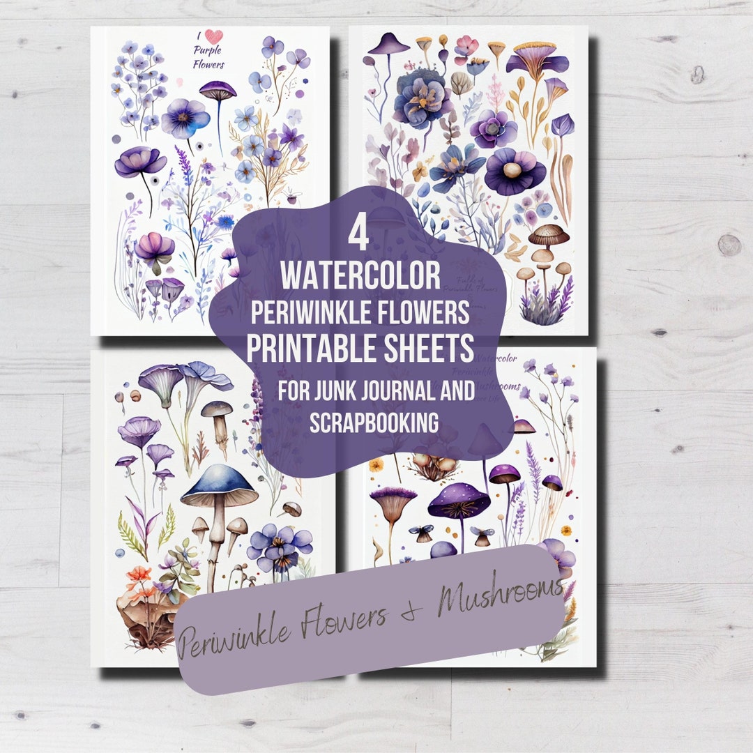 PERIWINKLE FLOWERS Journaling Papers, Digital Paper, Printable Digital ...