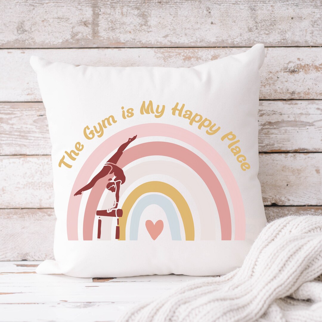 GIRLS GYMNASTICS PILLOW, the Gym is My Happy Place Pillow, Girls ...