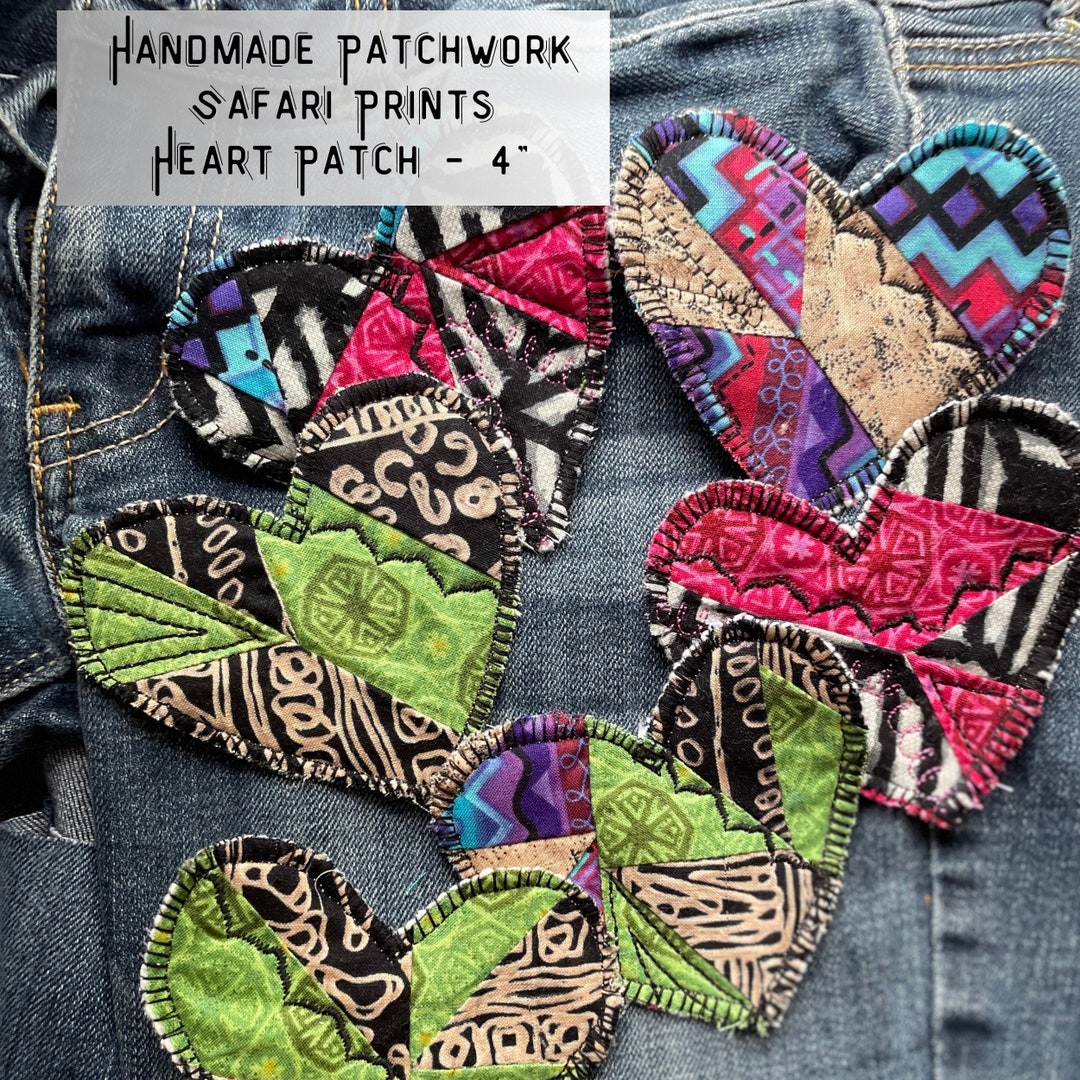 Safari Print Heart Patch African Prints Hippie Boho Patch Handmade Sew ...