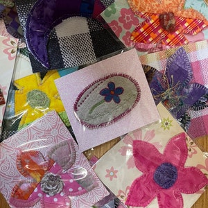 BOHO FLOWER Fabric Patchwork PATCH, Orange Boho Hippy Patches, Handmade ...