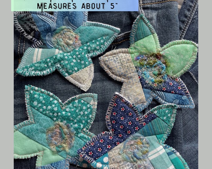 Boho Flower Fabric Patchwork Patch Blue Green Boho Hippie Patches ...