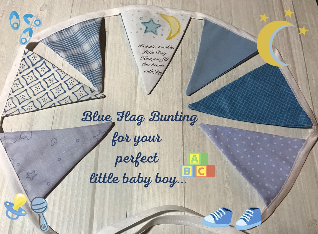 Little Boys Pastel Blue Flag Banner, Baby Boy Flag Garland, Little Boy ...