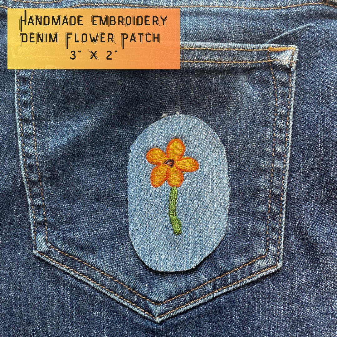 Handmade Boho Golden Flower Patch Embroidered Patch for Junk Journal ...